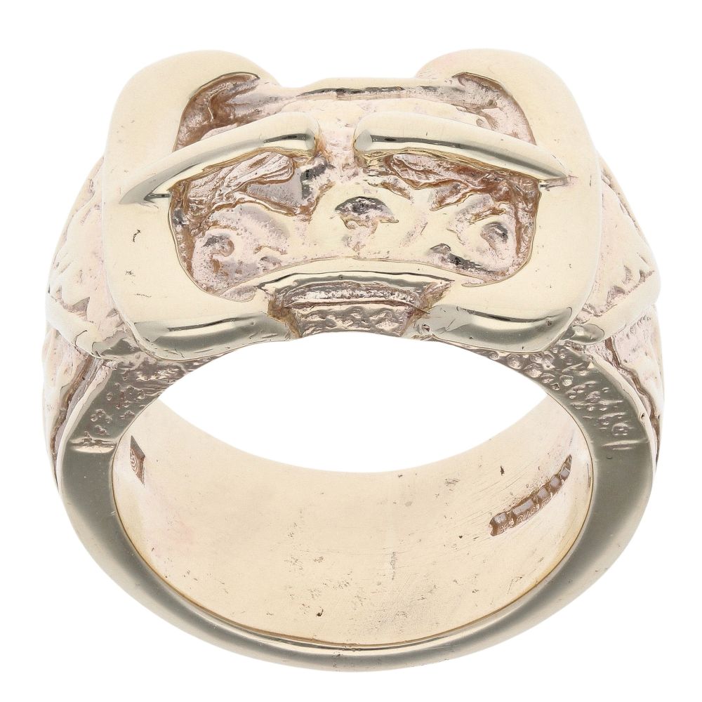9ct Yellow Gold Patterned Double Buckle Ring RAMS200500749101 ...