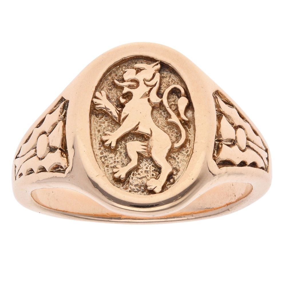 9ct Yellow Gold Rampant Lion Signet Ring RAMS999341523007 | Ramsdens ...