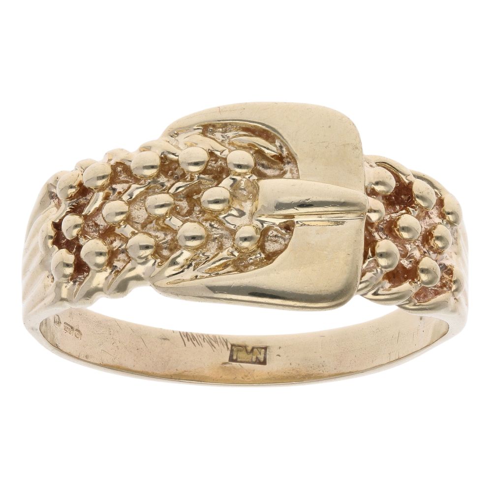 9ct Yellow Gold Three Row Buckle Keeper Ring RAMS670351321005 ...
