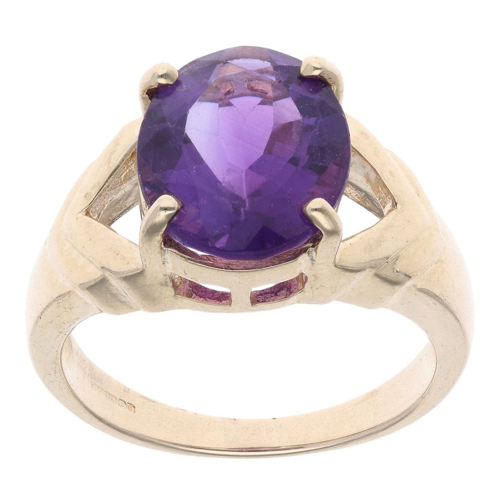 9ct Yellow Gold Purple Gemstone Solitaire Ring RAMS749337738007 ...