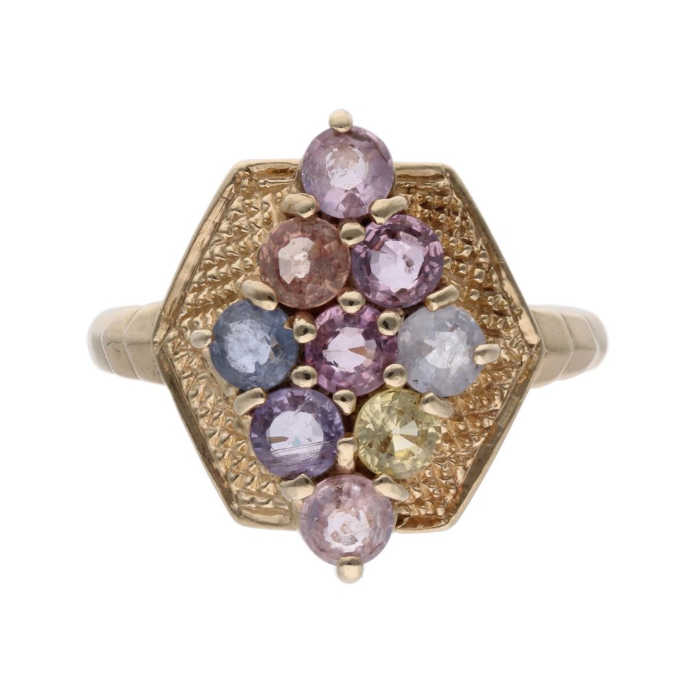 9ct Yellow Gold Multi Gemstone Dress Ring RAMS125255934003 | Ramsdens ...