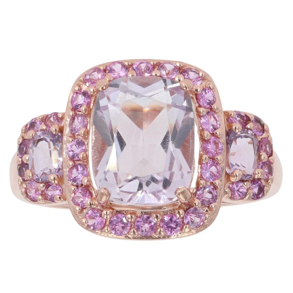 9ct Rose Gold Pink Sapphire and Morganite Cluster Ring RAMS439352576013 ...