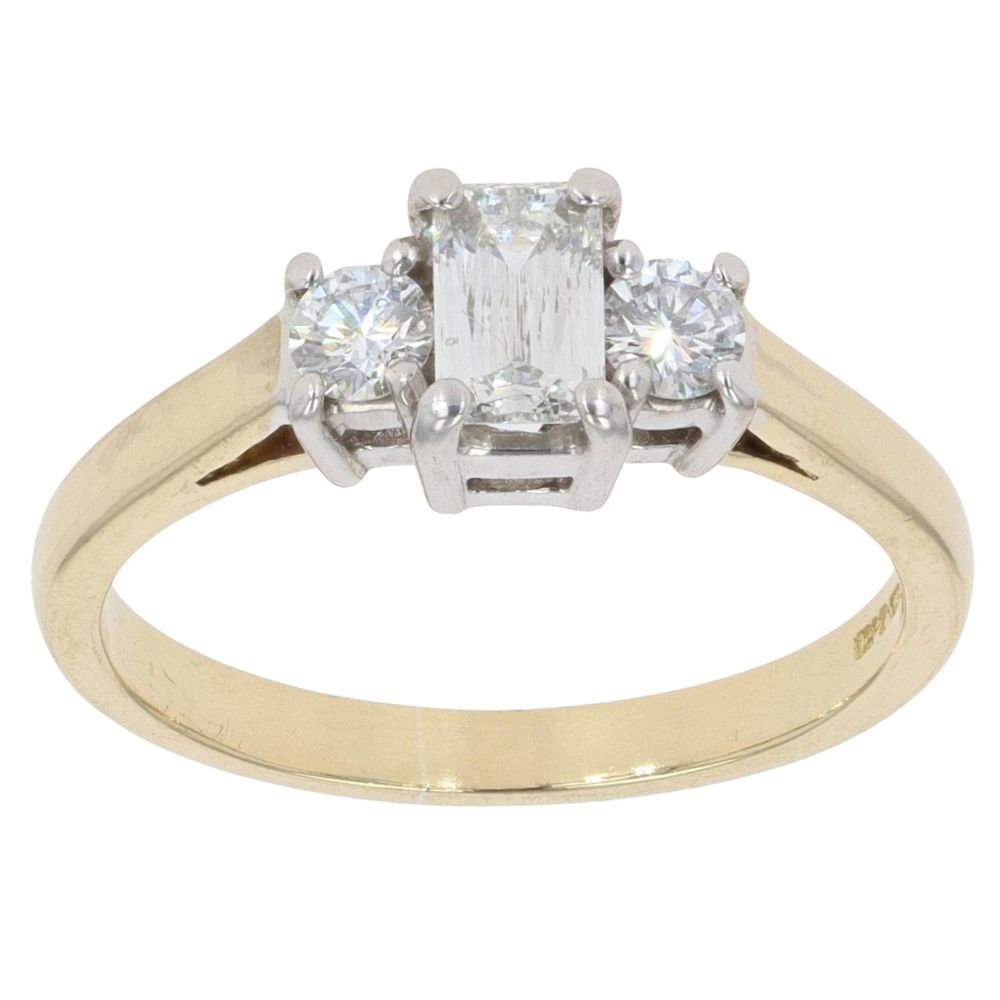 18ct Yellow Gold 0.62ct Criss And Brilliant Cut Diamond Trilogy Ring RAMS655349560003 | Ramsdens ...