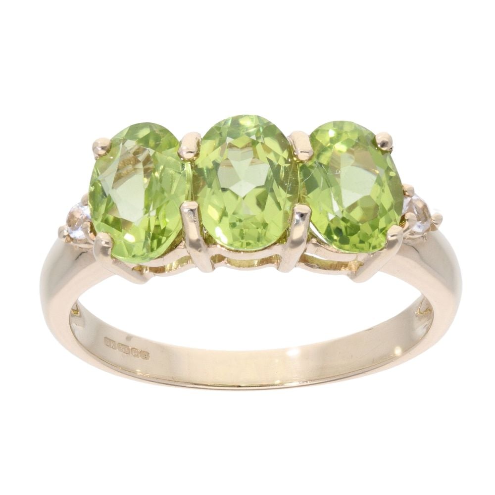 9ct Yellow Gold Peridot And Cubic Zirconia Stone Set Ring ...