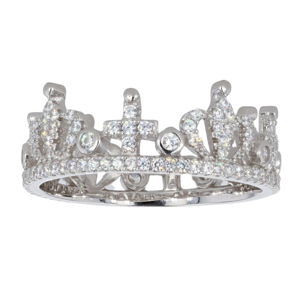 Silver Cubic Zirconia Crown Ring By Icesia Ramsdens Jewellery