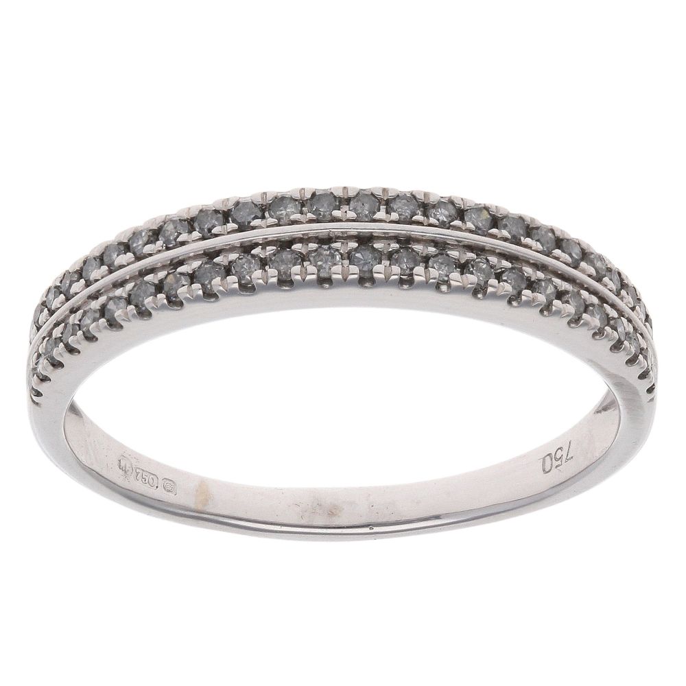 18ct White Gold 0.25ct Brilliant Cut Diamond Two Row Ring ...