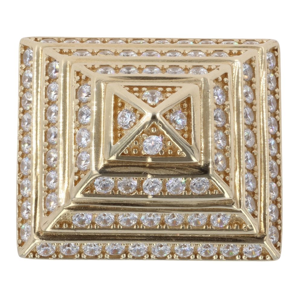 9ct Yellow Gold Cubic Zirconia Pyramid Ring RAMS3380000221-R | Ramsdens ...