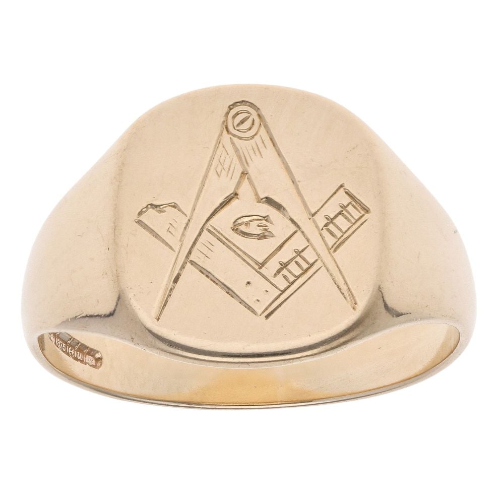 9ct Yellow Gold Masonic Signet Ring RAMS703353246008 | Ramsdens Jewellery