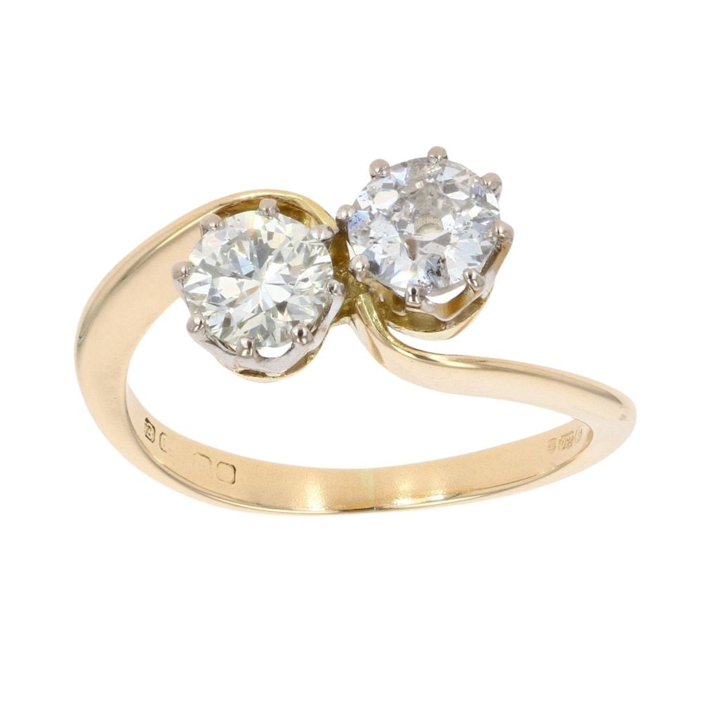 18ct Yellow Gold 1.00ct Brilliant Cut Diamond Twist Ring ...