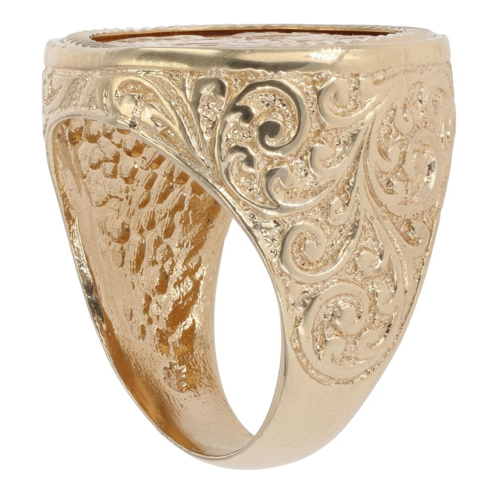 9ct Yellow Gold 1911 George V Half Sovereign Coin Ring RAMS941358403010 ...