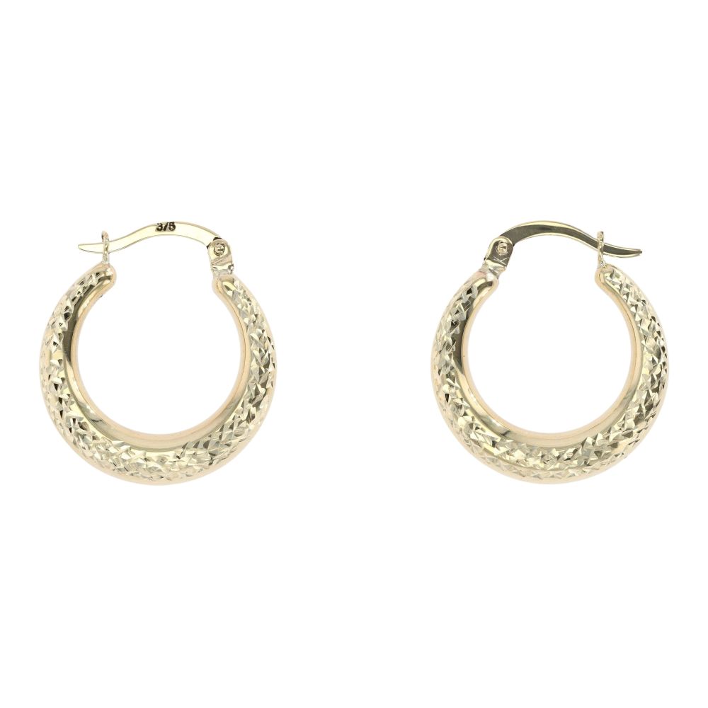 9ct Yellow Gold Diamond Cut Creole Earrings RAMS4430000140 | Ramsdens ...