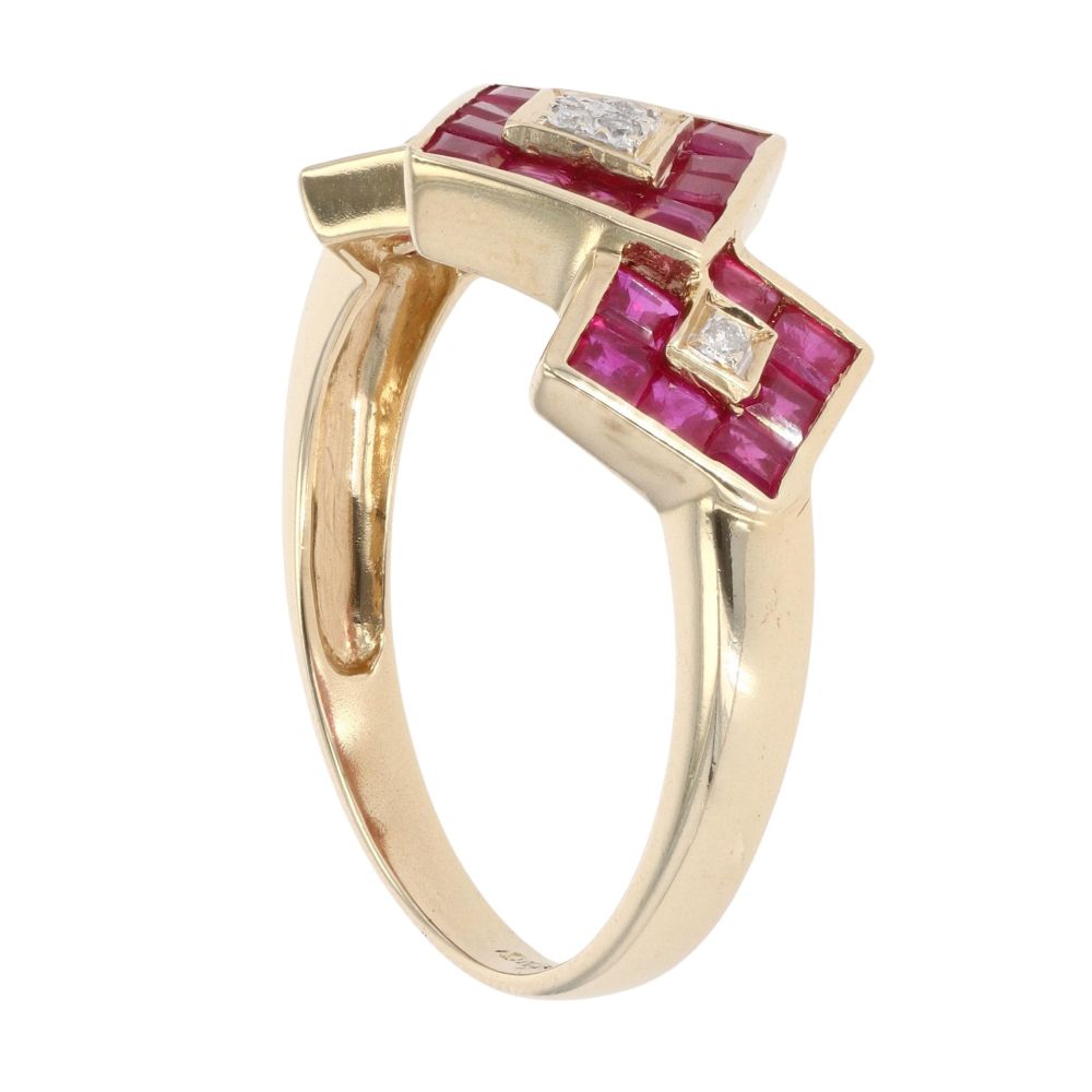 9ct Yellow Gold 0.05ct Diamond And Ruby Cluster Ring | Ramsdens Jewellery