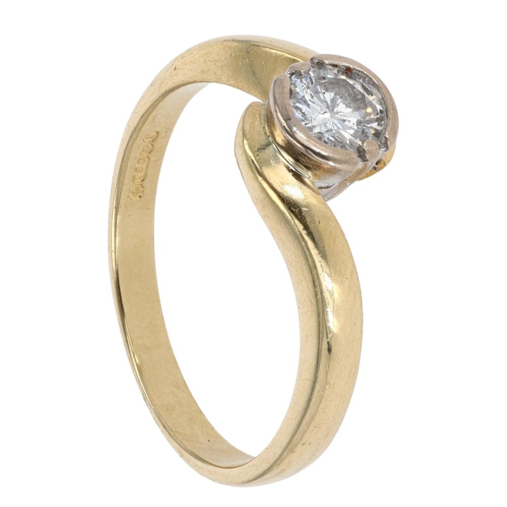 18ct Yellow Gold 0.50ct Diamond Twist Solitaire Ring RAMS618301381002 ...