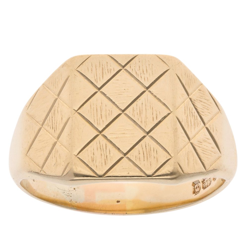 9ct Yellow Gold Patterned Signet Ring RAMS670352729014 | Ramsdens Jewellery