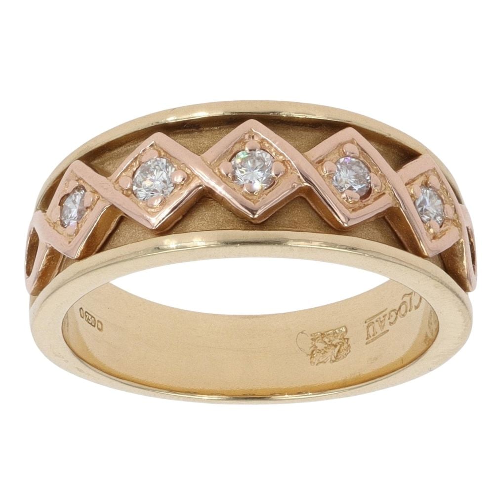 18ct Yellow And Rose Gold 0.20ct Diamond Queen Elizabeth Clogau Ring ...