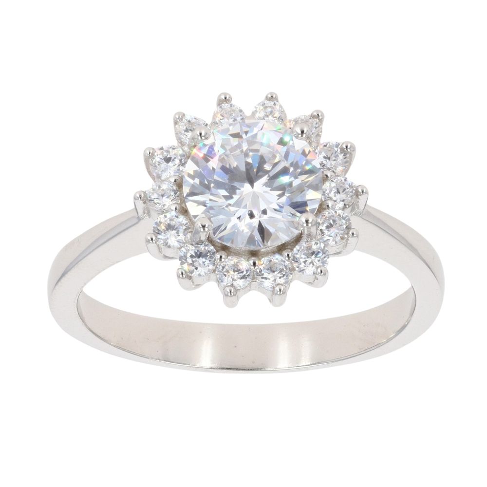 Silver Cubic Zirconia Cluster Ring by Icesia RAMS5650000650-U | Ramsdens Jewellery