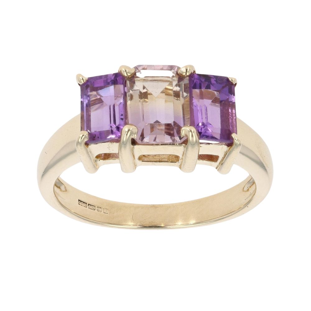 9ct Yellow Gold Ametrine And Amethyst Ring RAMS960308591010 | Ramsdens ...