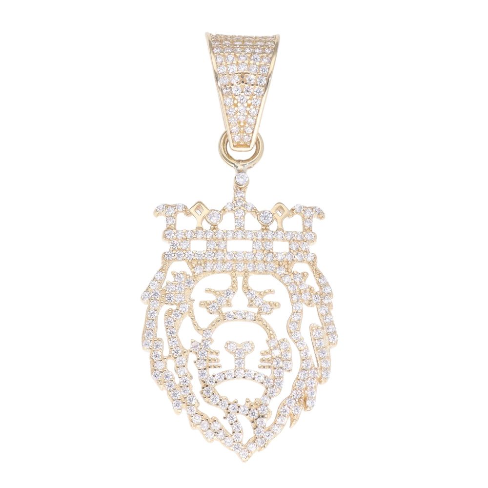 9ct Yellow Gold Cubic Zirconia Lion With Crown Pendant RAMS3380000032 ...