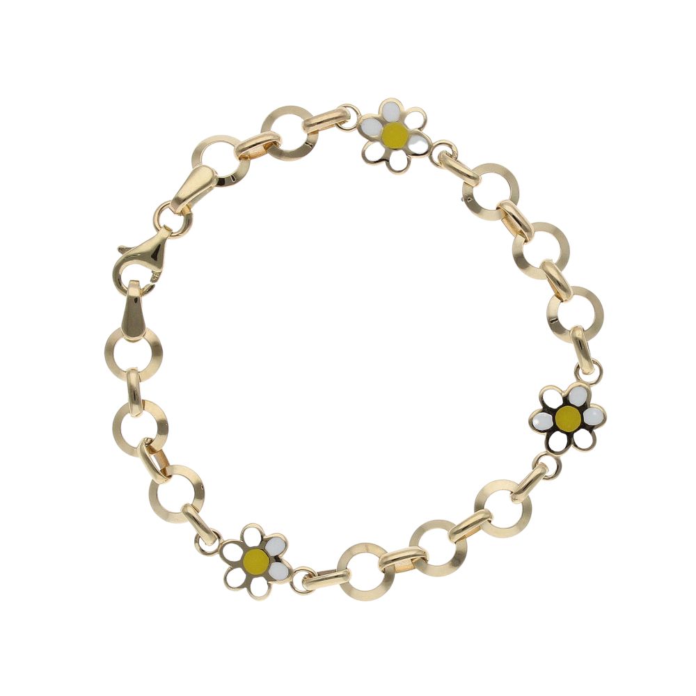 Children's 14ct Yellow Gold Daisy Bracelet 5.5" RAMS7840000142 ...