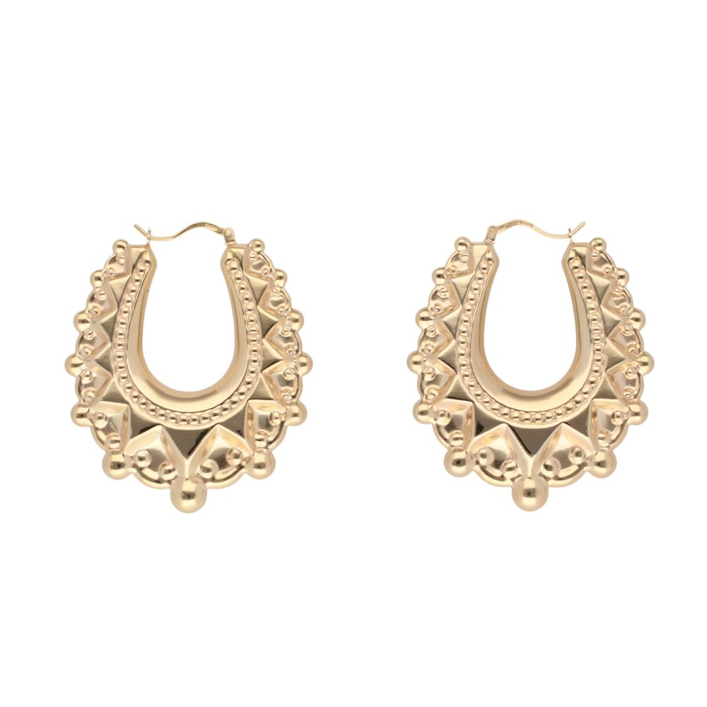 9ct Yellow Gold Large Oval Creole Earrings | Ramsdens Jewellery
