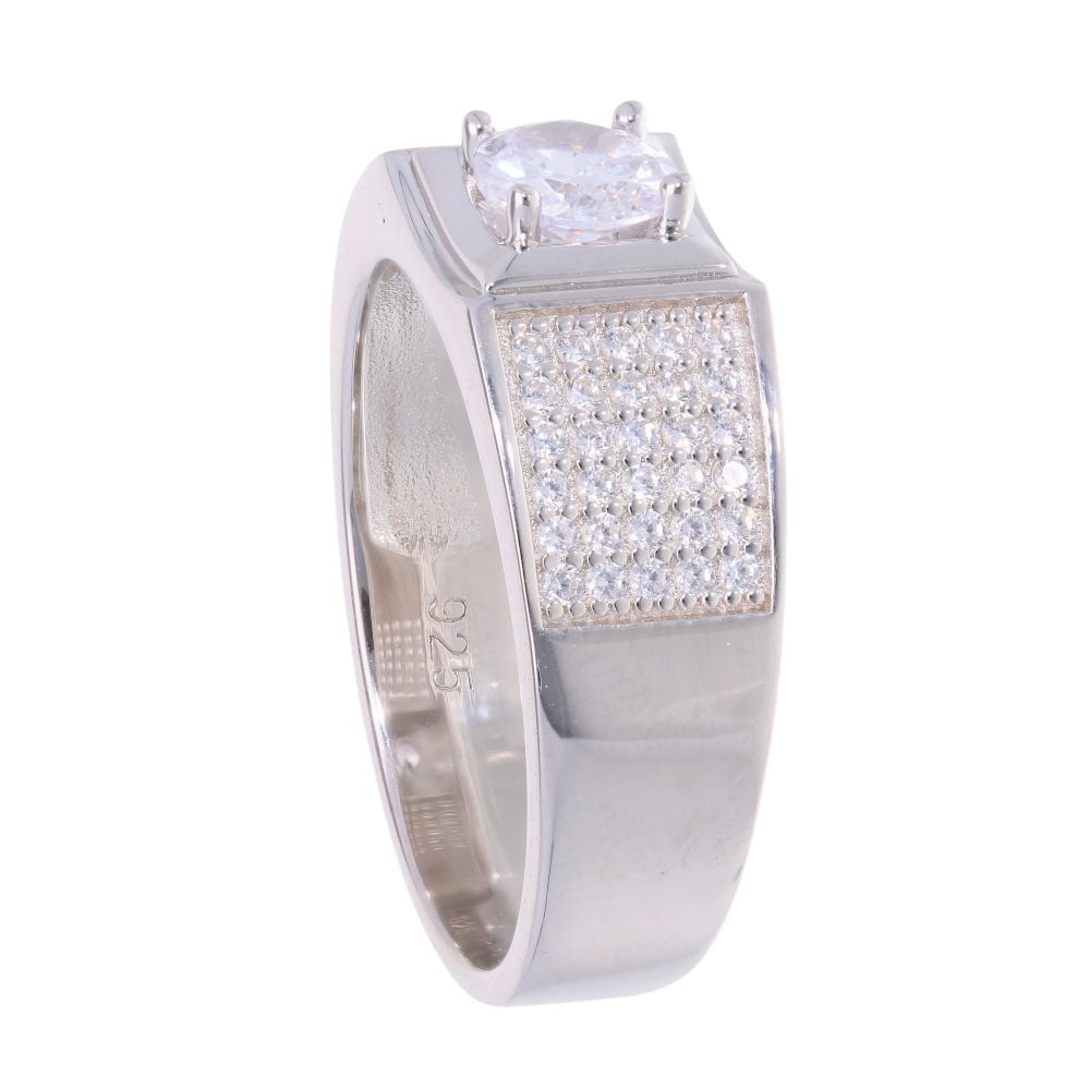 Silver Cubic Zirconia Signet Ring By Icesia Rams9610001722 Ramsdens