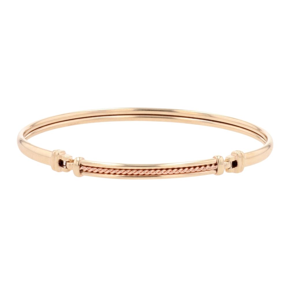 9ct Yellow And Rose Gold Twist Patterned Bangle RAMS110351719010 | Ramsdens Jewellery