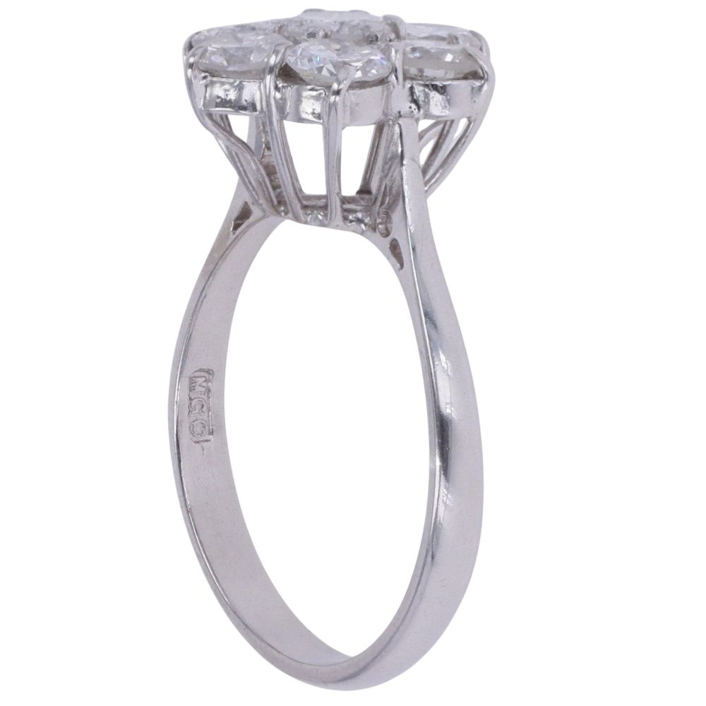 14ct White Gold 1.50ct Brilliant Cut Diamond Cluster Ring ...