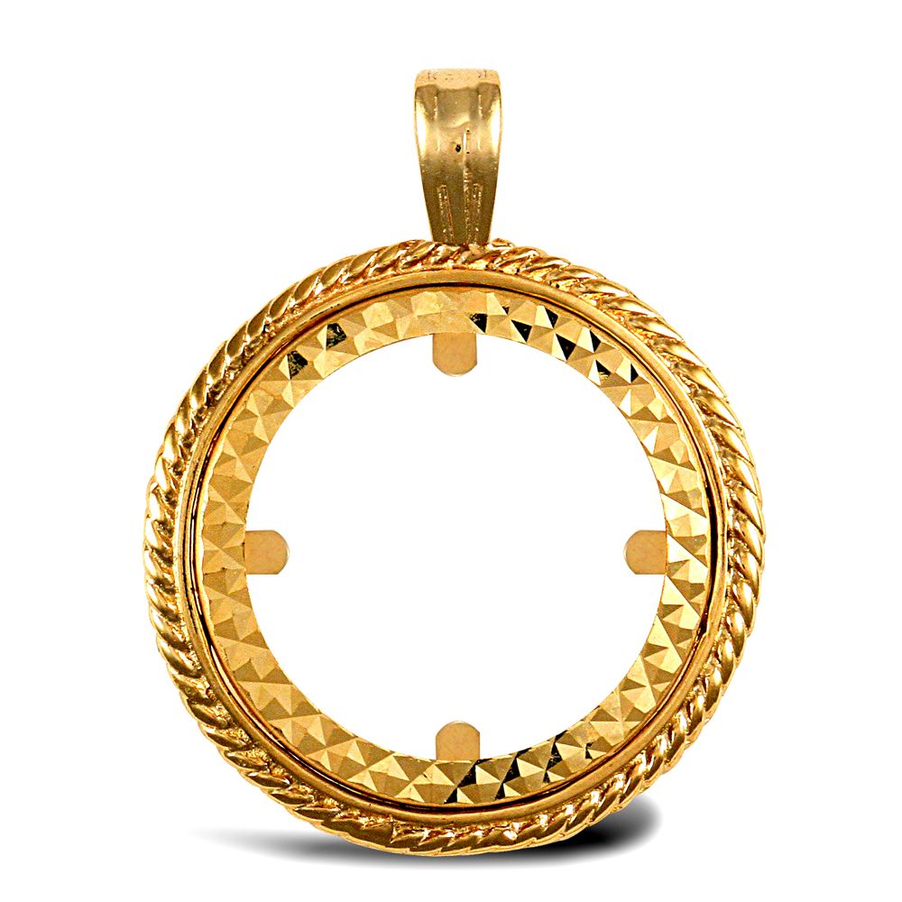 9ct Yellow Gold Full Sovereign Pendant Mount - Rope Edge RAMSJSP001-F ...