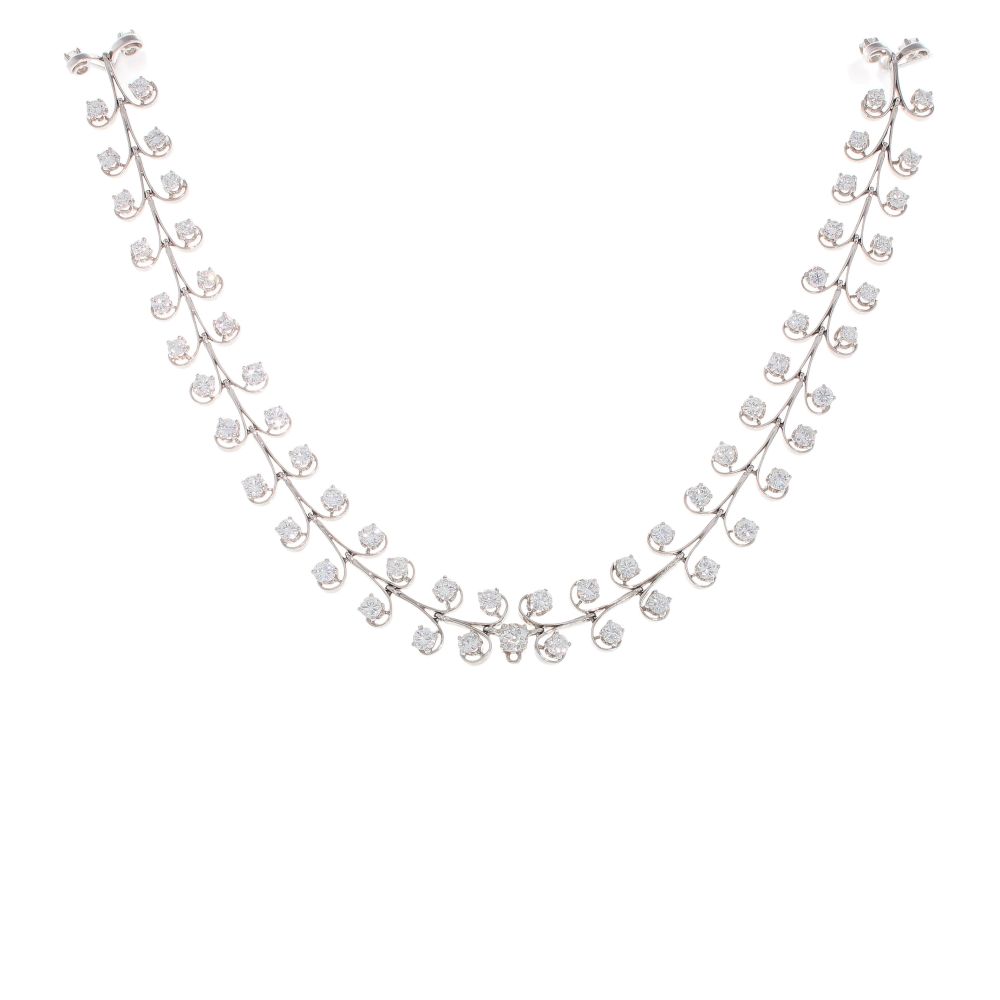 9ct White Gold 5.35ct Diamond Floral Collarette RAMS8770000116 ...
