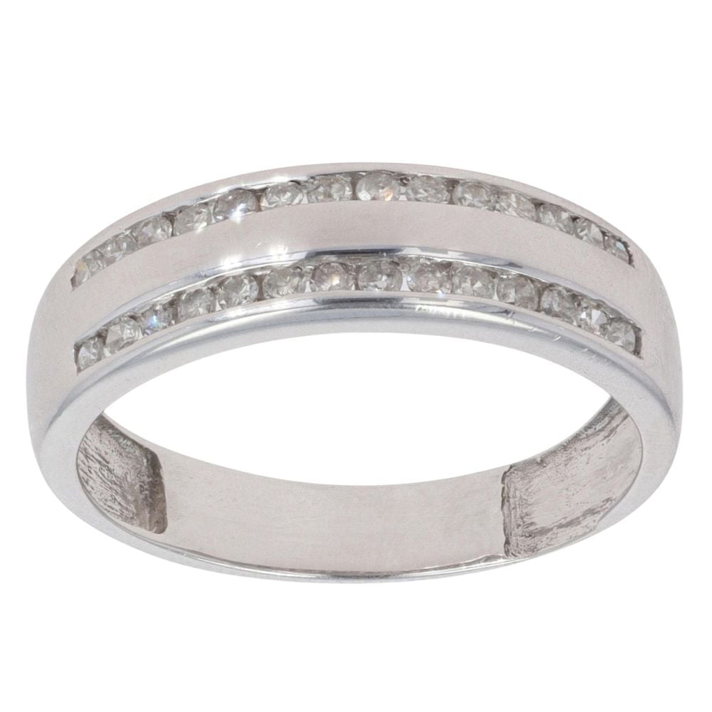 18ct White Gold 0.25ct Diamond Two Row Ring RAMS195347933007 | Ramsdens ...