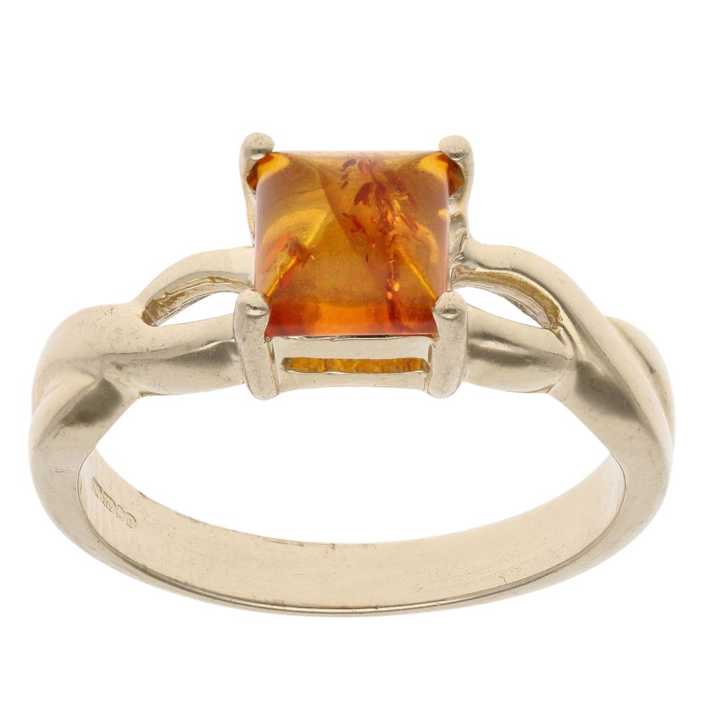 9ct Yellow Gold Amber Single Stone Ring RAMS946356917067 | Ramsdens ...