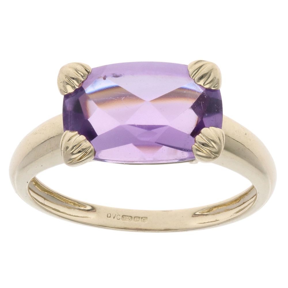 9ct Yellow Gold Amethyst Solitaire Ring RAMS136352511010 | Ramsdens Jewellery