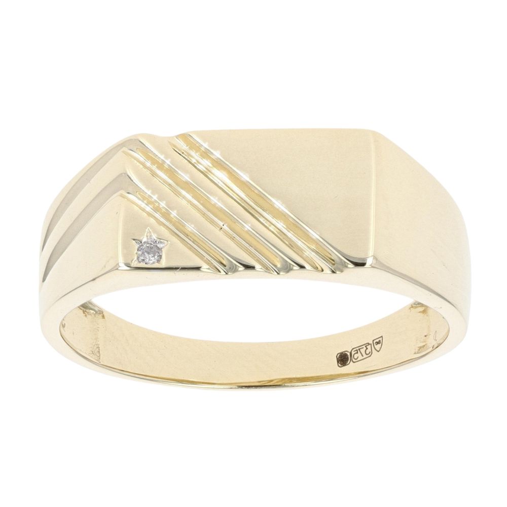 9ct Yellow Gold 0.02ct Diamond Signet Ring RAMS3870000010 | Ramsdens Jewellery