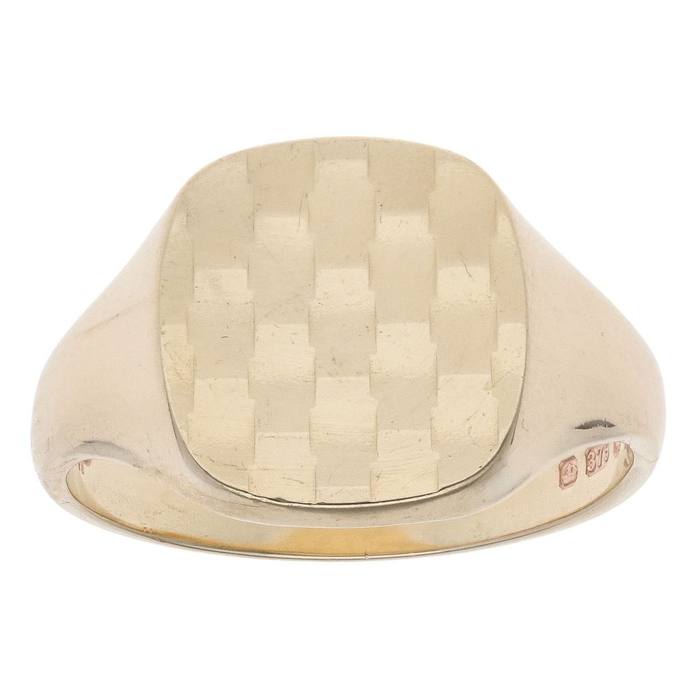 9ct Yellow Gold Patterned Signet Ring RAMS942348081002 | Ramsdens Jewellery