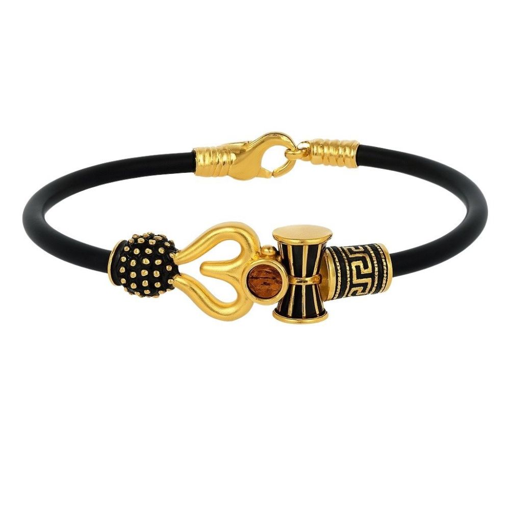 22ct Yellow Gold OM Kada With Rubber RAMSJWBNKDCB002S7CS | Ramsdens ...