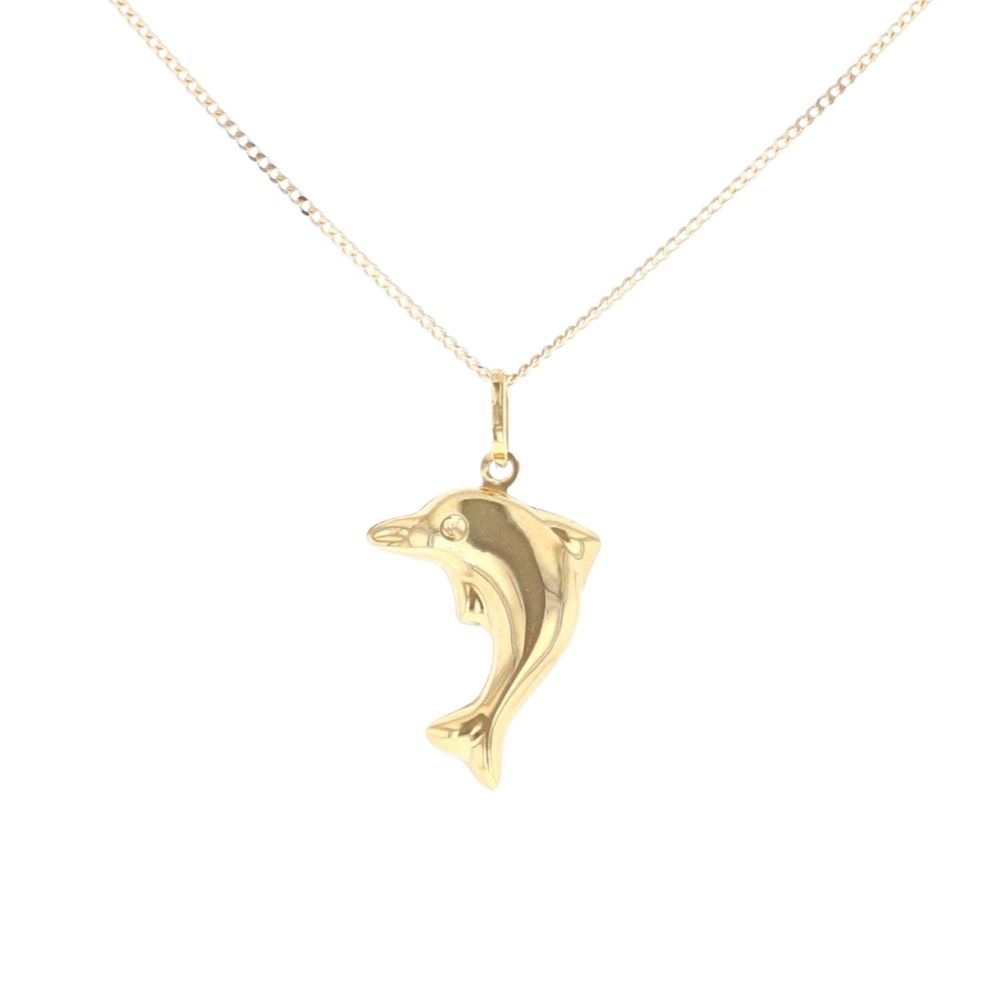 9ct Yellow Gold Dolphin Pendant And Chain 18" RAMS5630000025 | Ramsdens ...