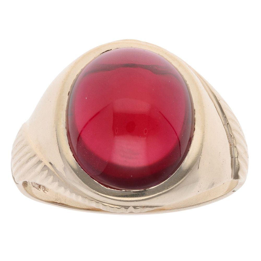 9ct Yellow Gold Red Gemstone Signet Ring RAMS553355017005 | Ramsdens ...