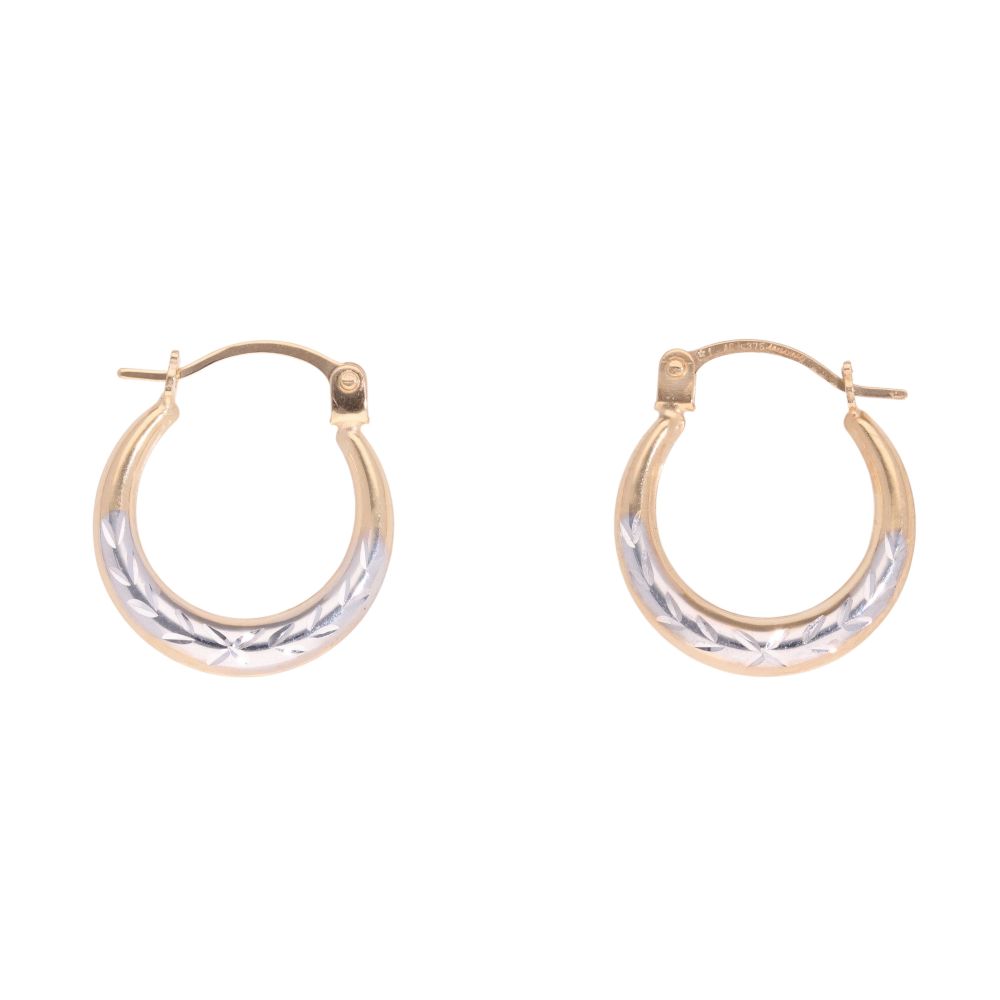 9ct Yellow And White Gold Creole Earrings RAMS2550000007 | Ramsdens ...