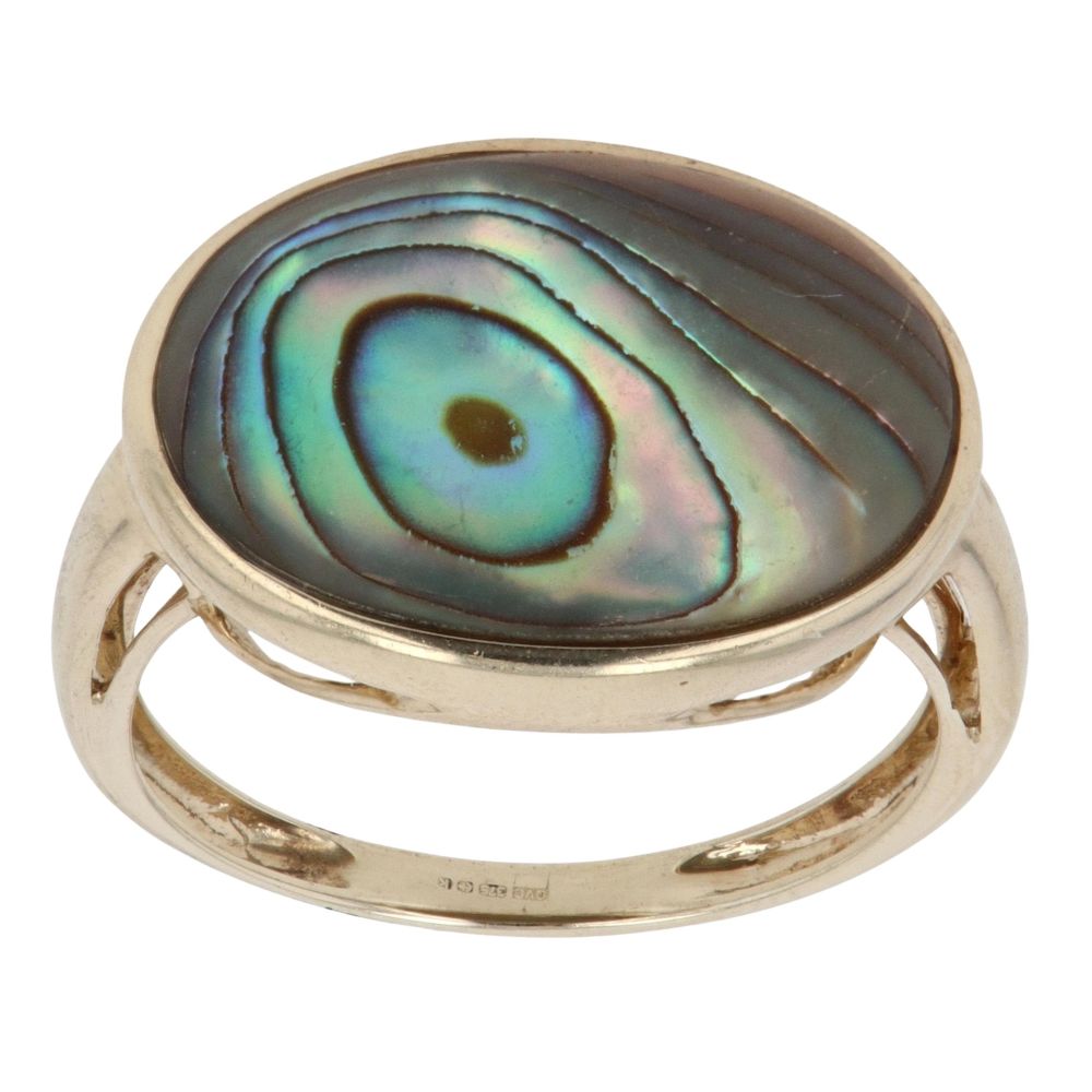 9ct Yellow Gold Abalone Single Stone Ring RAMS791366444005 | Ramsdens ...