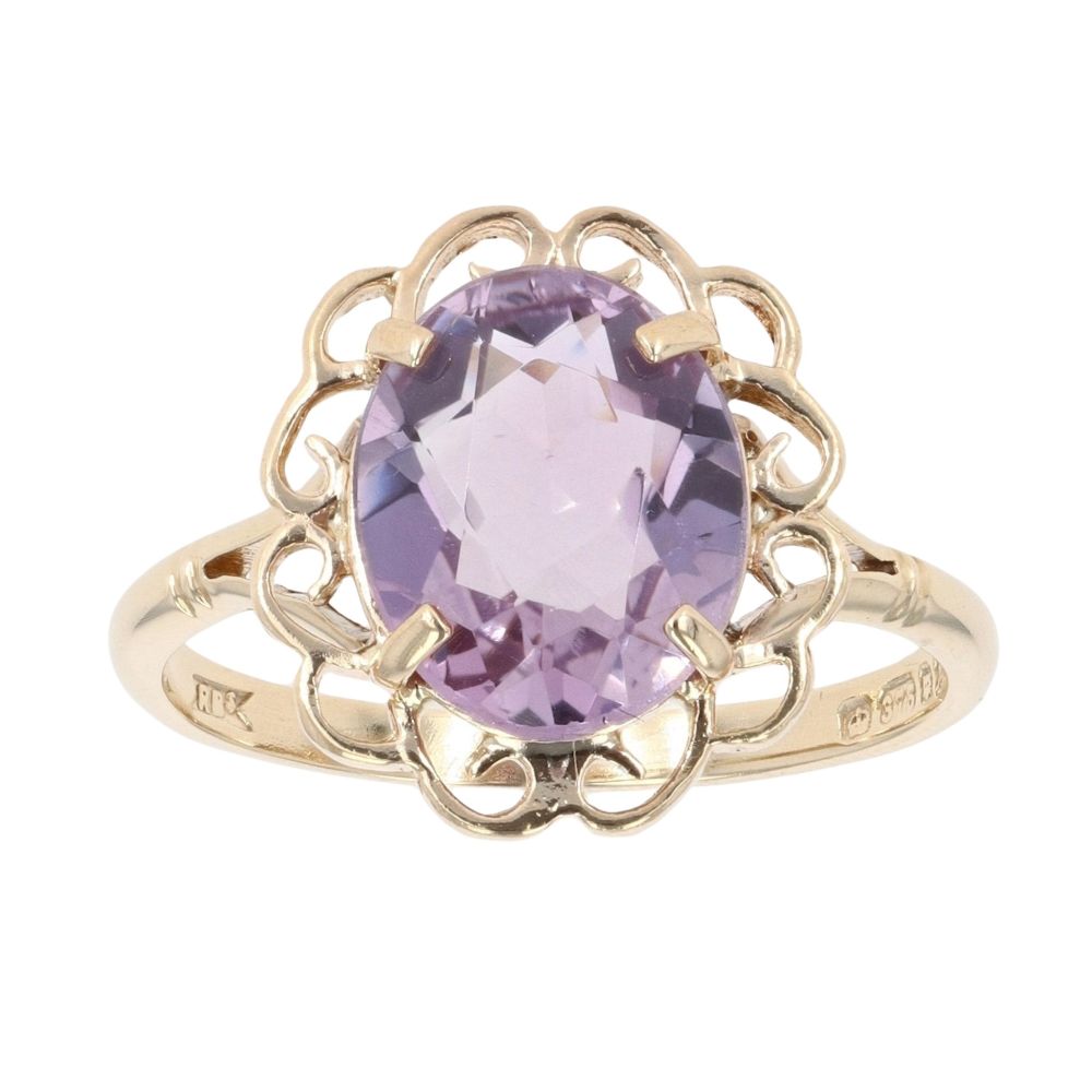 9ct Yellow Gold Single Stone Amethyst Ring RAMS775307959014 | Ramsdens ...