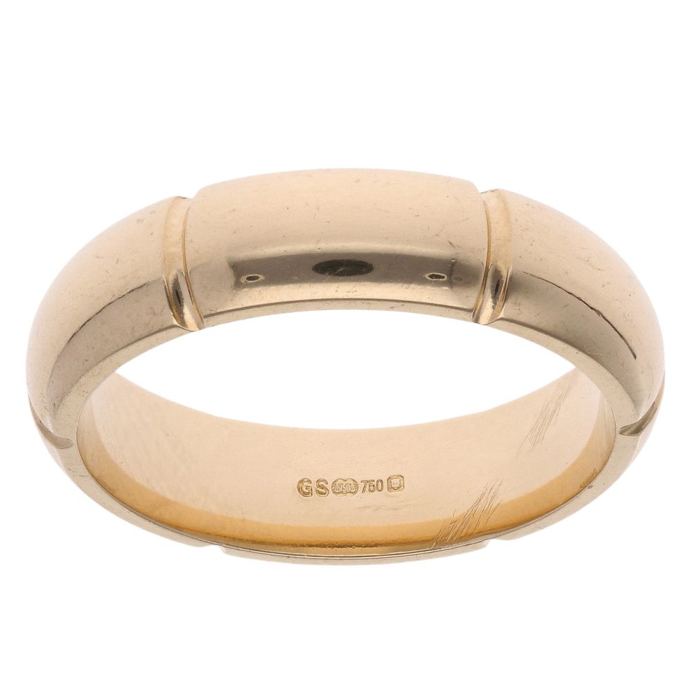 18ct Yellow Gold Line Patterned 4.7mm Wedding Band RAMS110344988006 ...