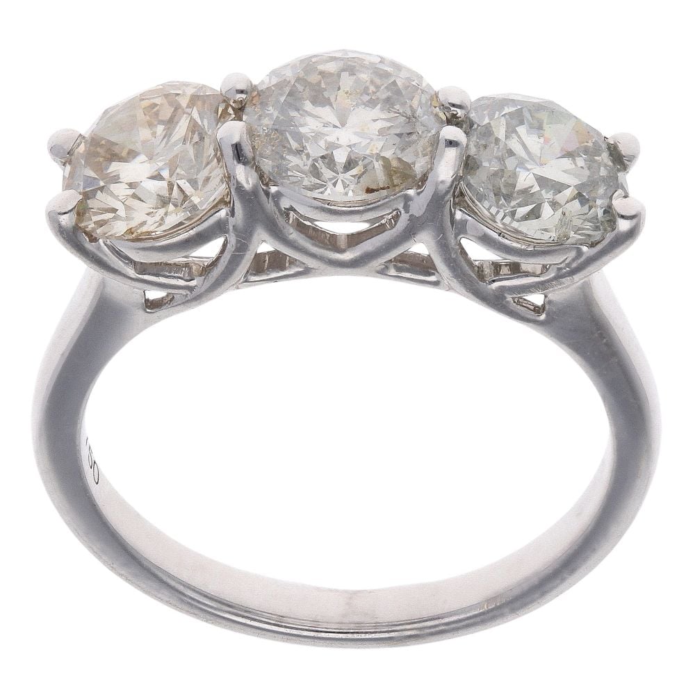 18ct White Gold 2.85ct Brilliant Cut Diamond Trilogy Ring RAMS8930000480-M | Ramsdens Jewellery