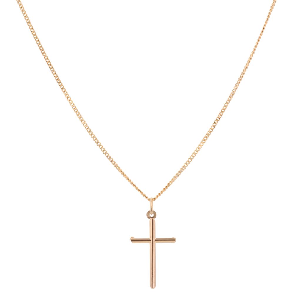 9ct Yellow Gold Cross Pendant And Chain 22" RAMS207203607201 | Ramsdens ...