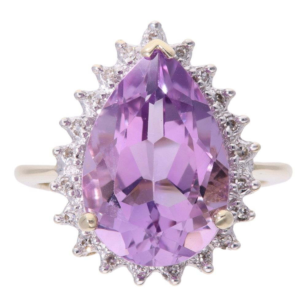 9ct Yellow Gold Amethyst and 0.20ct Diamond Dress Ring RAMS999301811030 ...