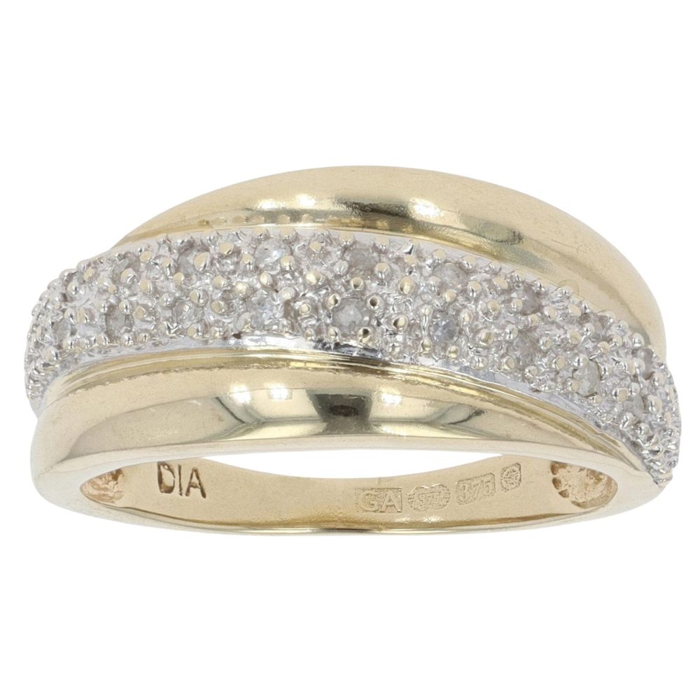 9ct Yellow Gold 0.10ct Diamond Crossover Ring RAMS123352968009 ...