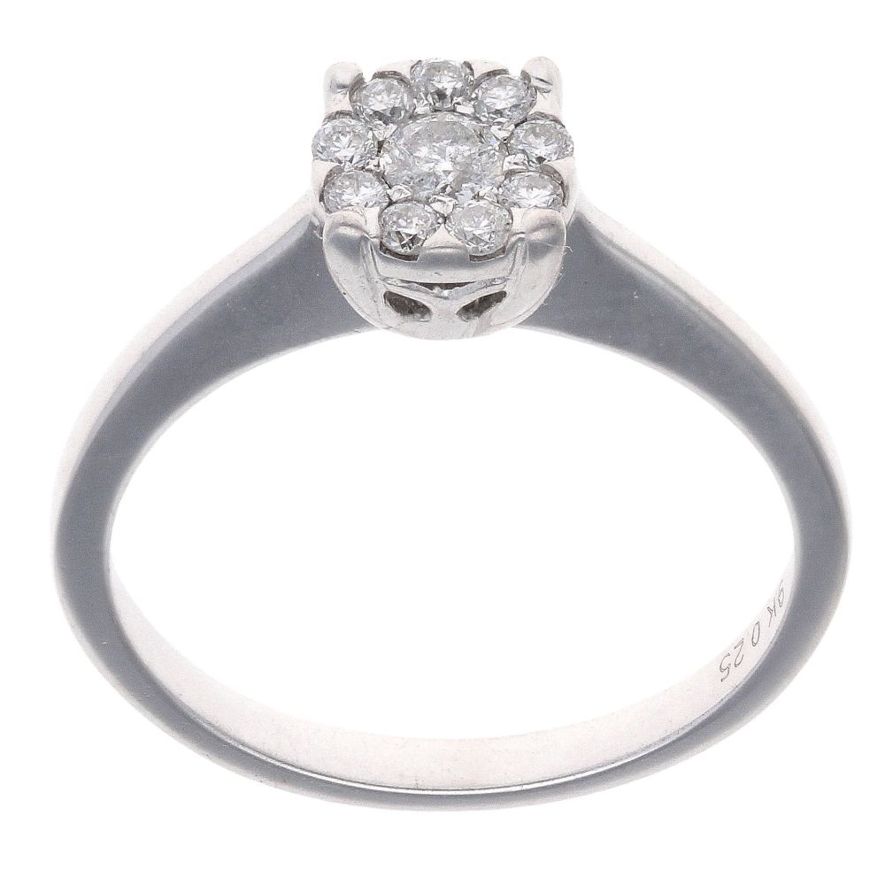 9ct White Gold 0.25ct Diamond Cluster Ring RAMS686334923019 | Ramsdens ...