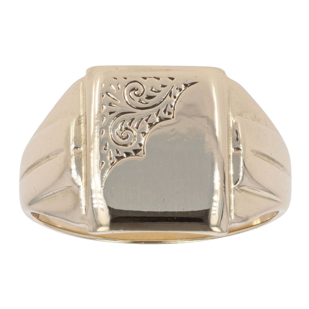 9ct Yellow Gold Patterned Signet Ring RAMS675344331003 | Ramsdens Jewellery