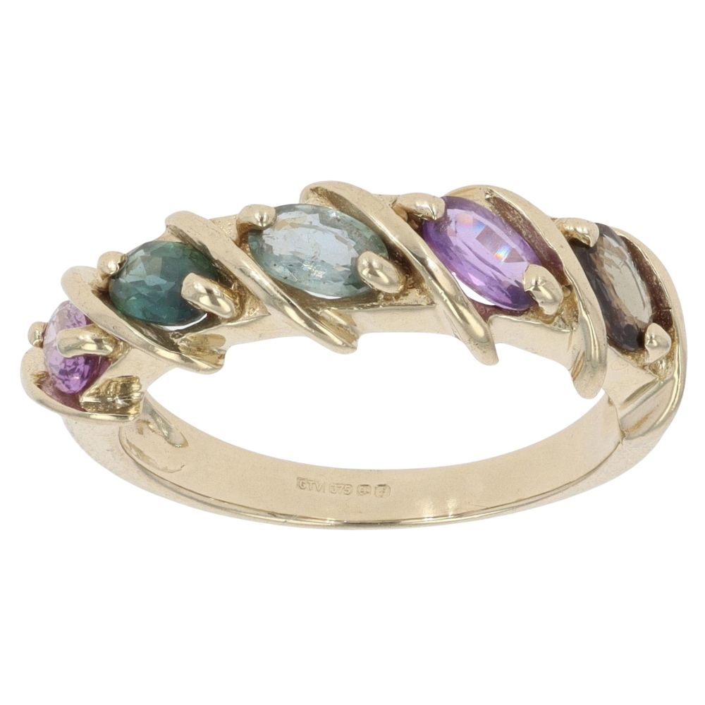 9ct Yellow Gold Multi-Gemstone Dress Ring RAMS995358743012 | Ramsdens ...