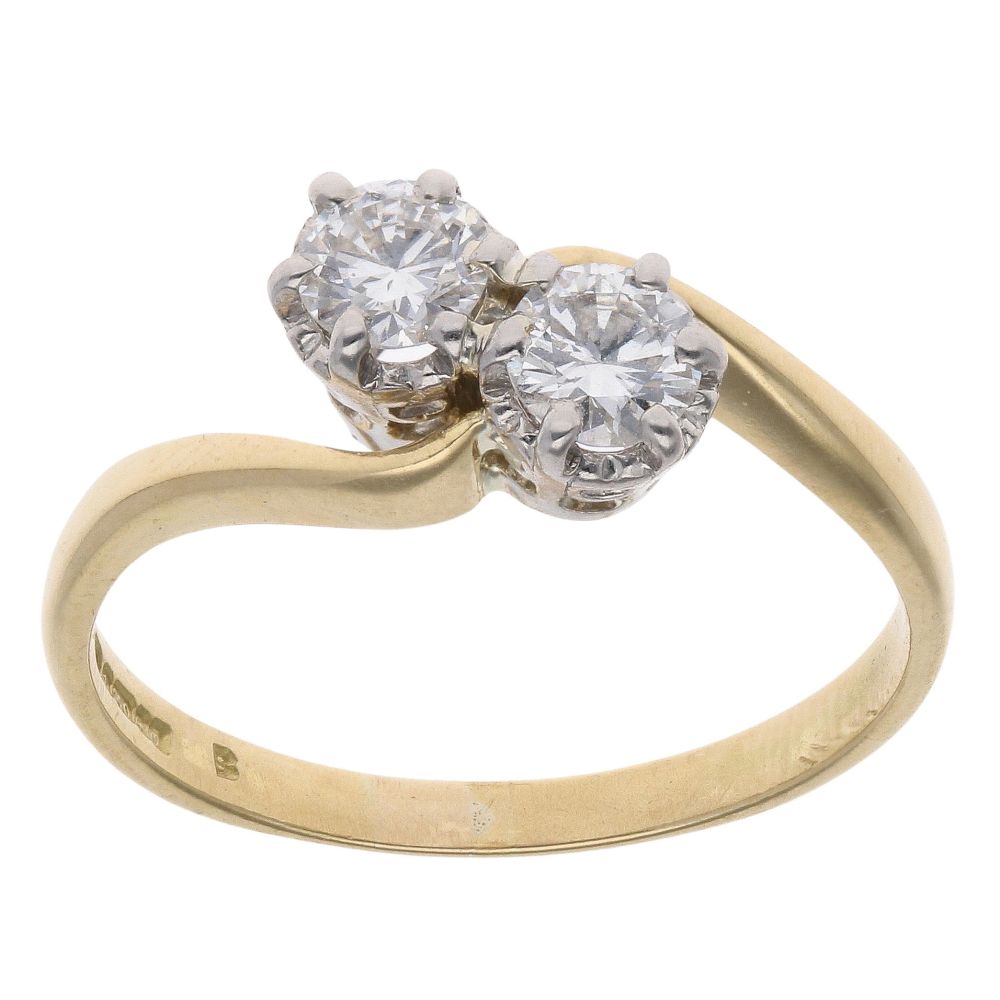 18ct Yellow Gold 0.60ct Brilliant Cut Diamond Two Stone Ring ...