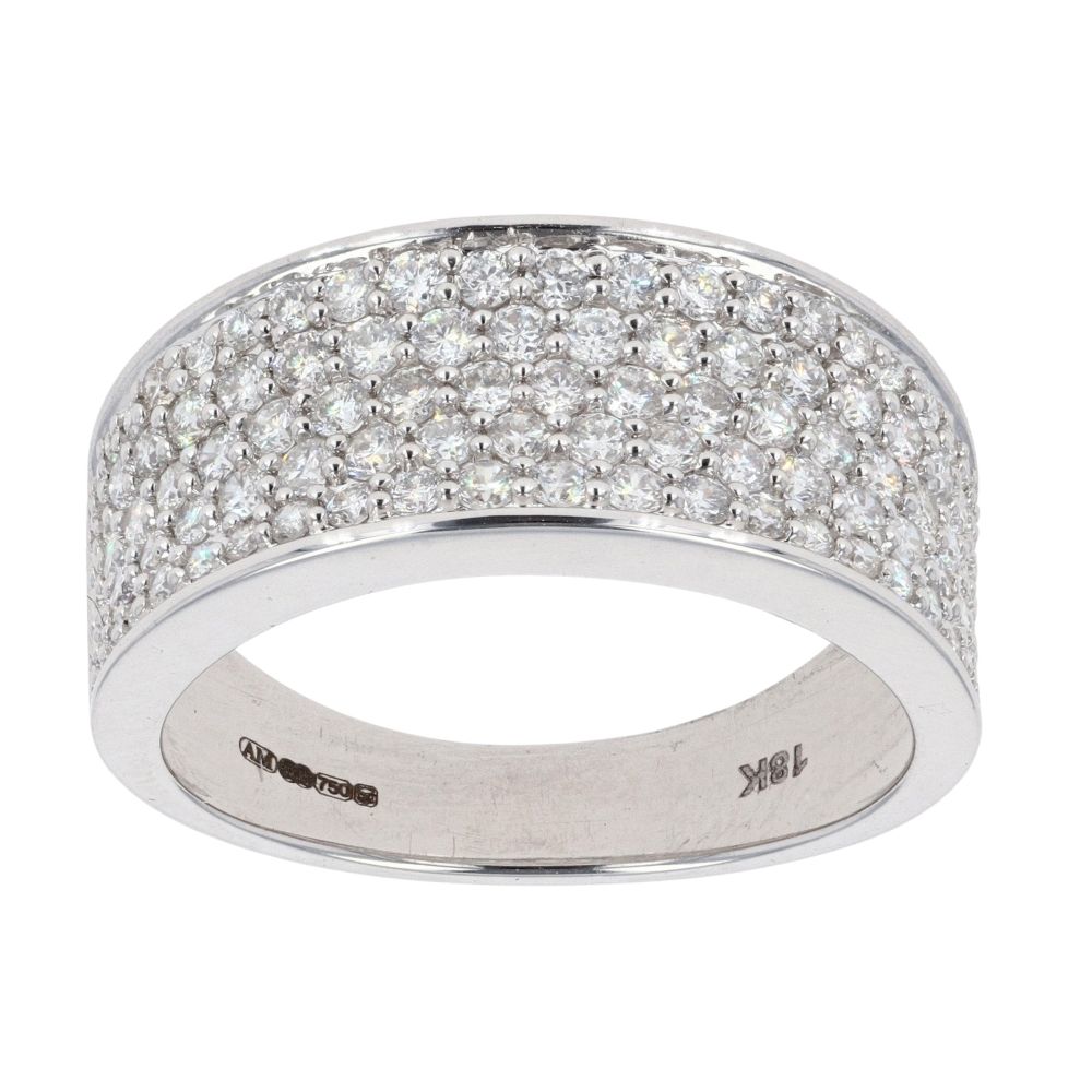 18ct White Gold 1.00ct Diamond Five Row Ring RAMS7170000049-M ...